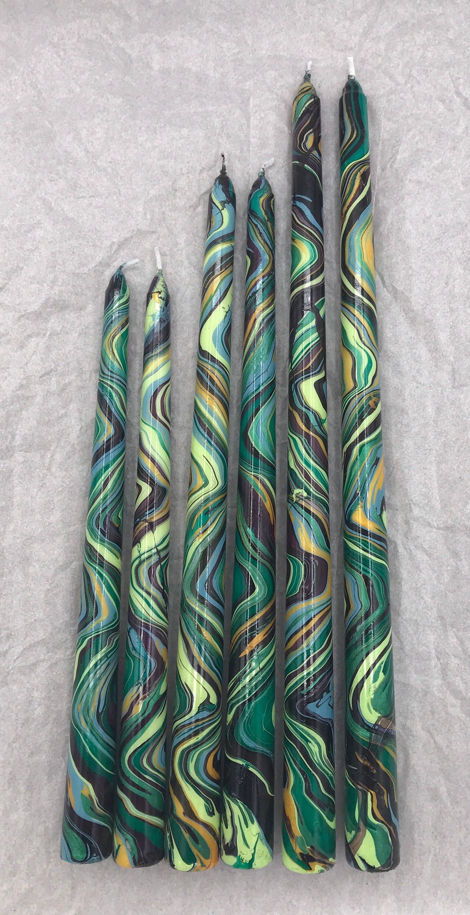 Marbled Candles Peacock Color Scheme 10 12 14 Taper - Etsy
