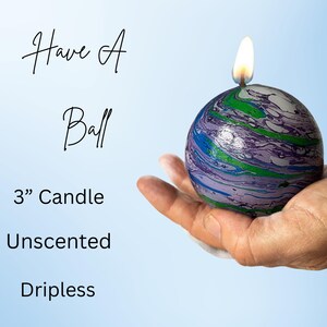Marbled Ball Candle Sunshine Swirl Colorful Tie-dyed Sphere Handpainted ...
