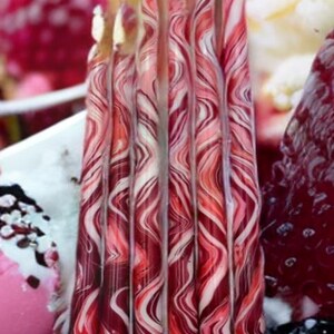 Marbled Taper Candle Raspberry Swirl Romantic Candlelight Dip-dye ...