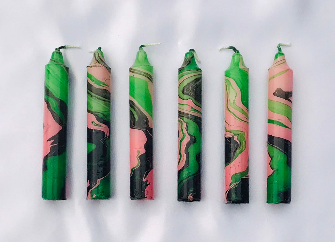 Marbled Candles, Watermelon Color Scheme , 5 Straight Candle, Household ...