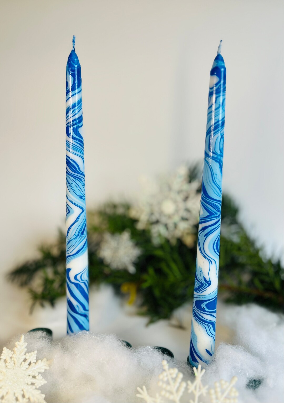 Marbled Candles, Winter Color Scheme, 10, 12, 14 Taper Candles, Hand ...
