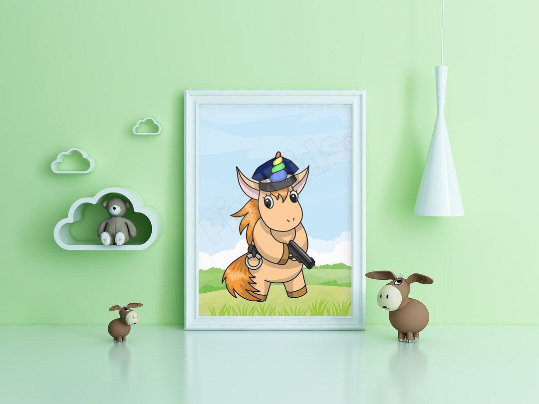 2 X Cute Police Policewoman Unicorn. Self-painted Picture to Print Out ...