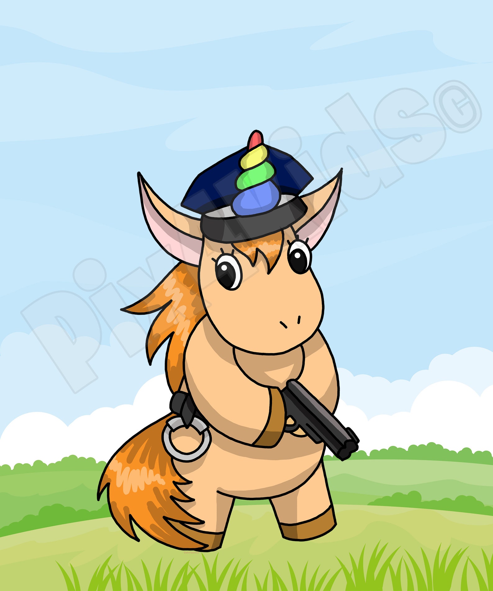 2 X Cute Police Policewoman Unicorn. Self-painted Picture to Print Out ...