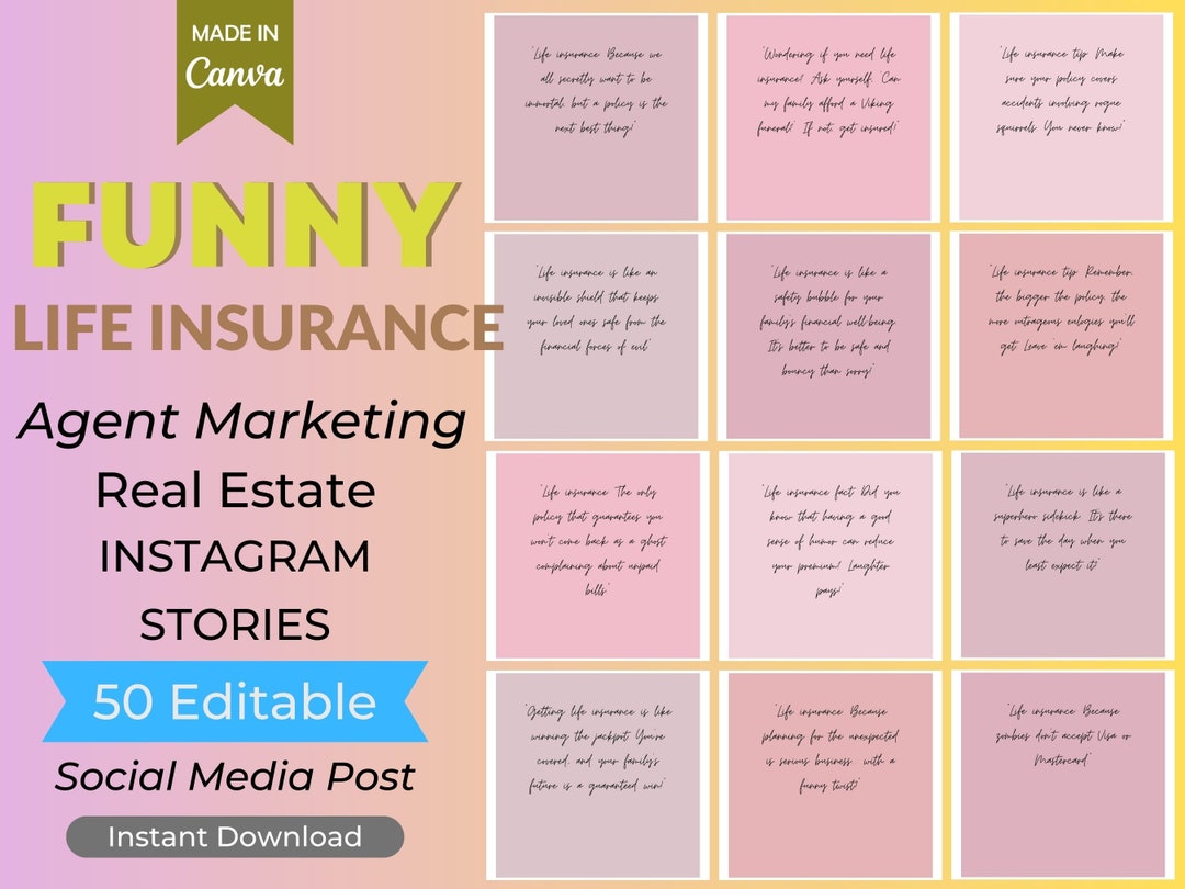 50 Funny Life Insurance Memes Life Insurance Agent Marketing - Etsy ...