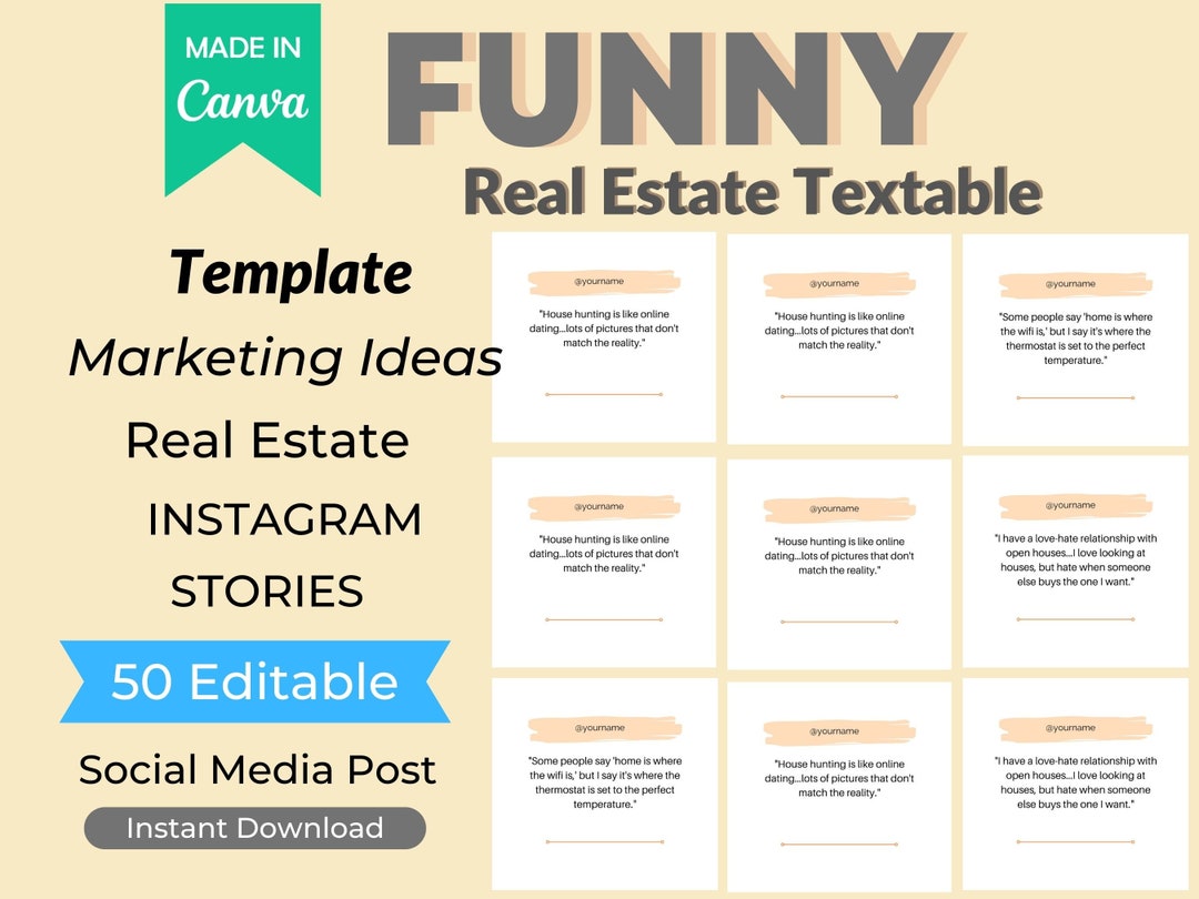 50 Funny Post for Real Estate Marketing Social Media Templates Editable ...