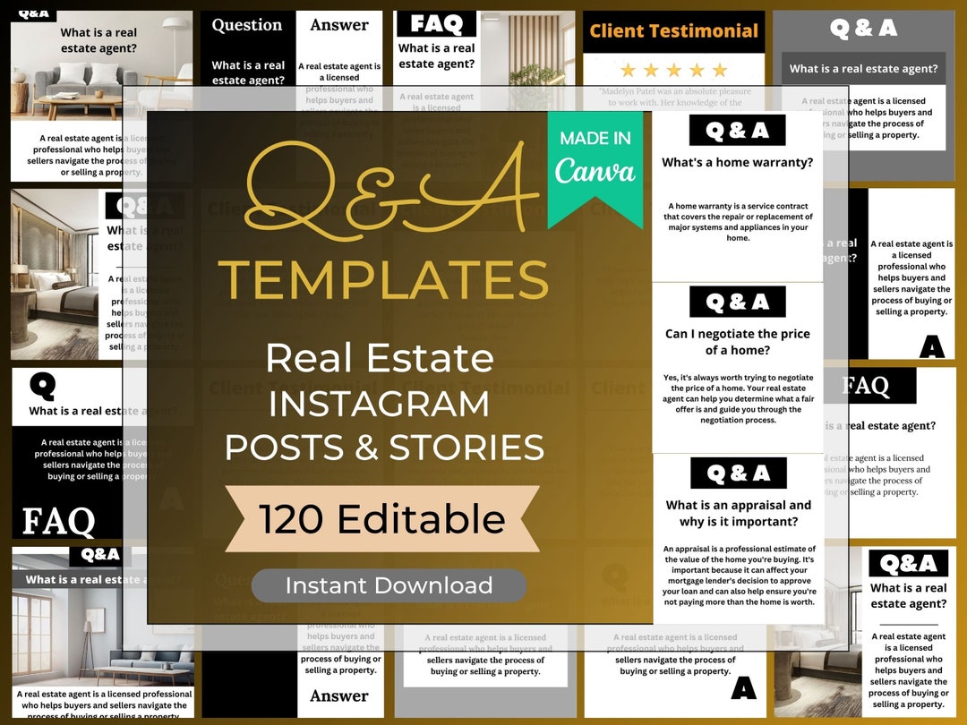 120 Real Estate Q & A Social Media Posts Unique Instagram Post Ideas ...