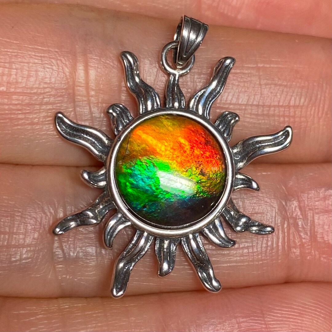 Canadian Ammolite Triplet Pendant Sterling Silver Multicolor Gemstone ...