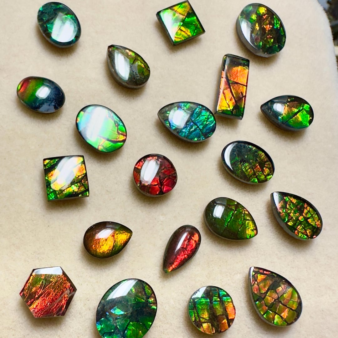 CLEARANCE Small Ammolite Triplet Cabochons – Iridescent Gemstone for ...