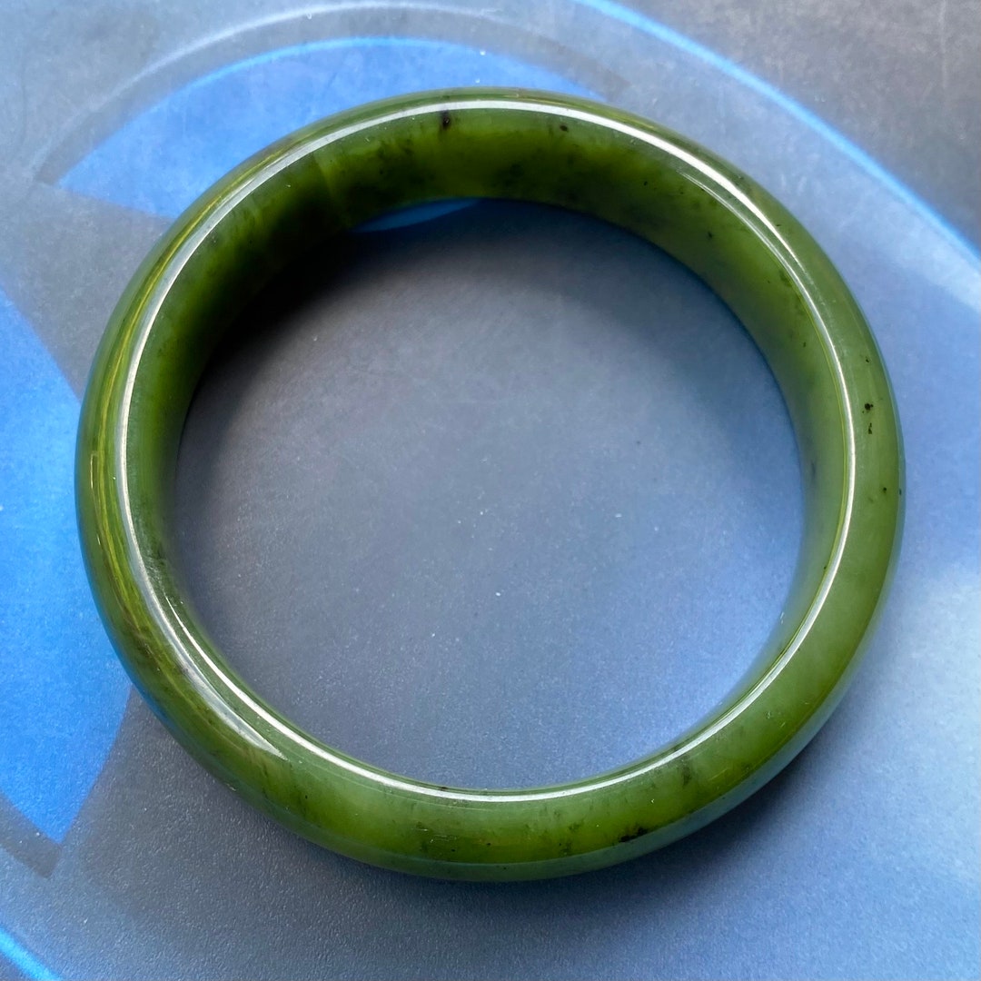 Authentic Canadian Nephrite Natural Green Jade Bangle Bracelet Size 60 ...