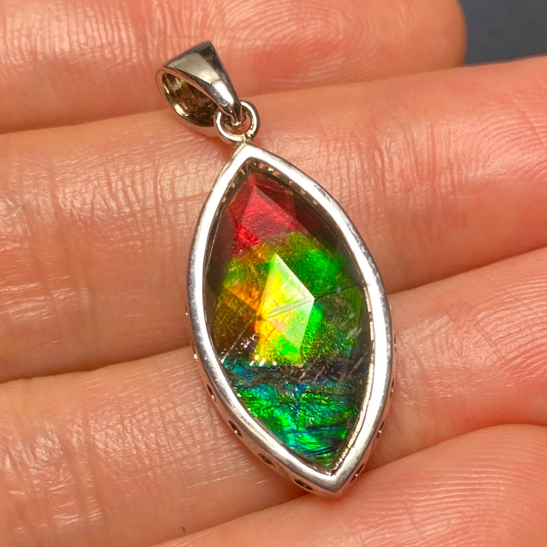 AS IS Canadian Natural Ammolite Multi-color Triplet Pendant Sterling ...