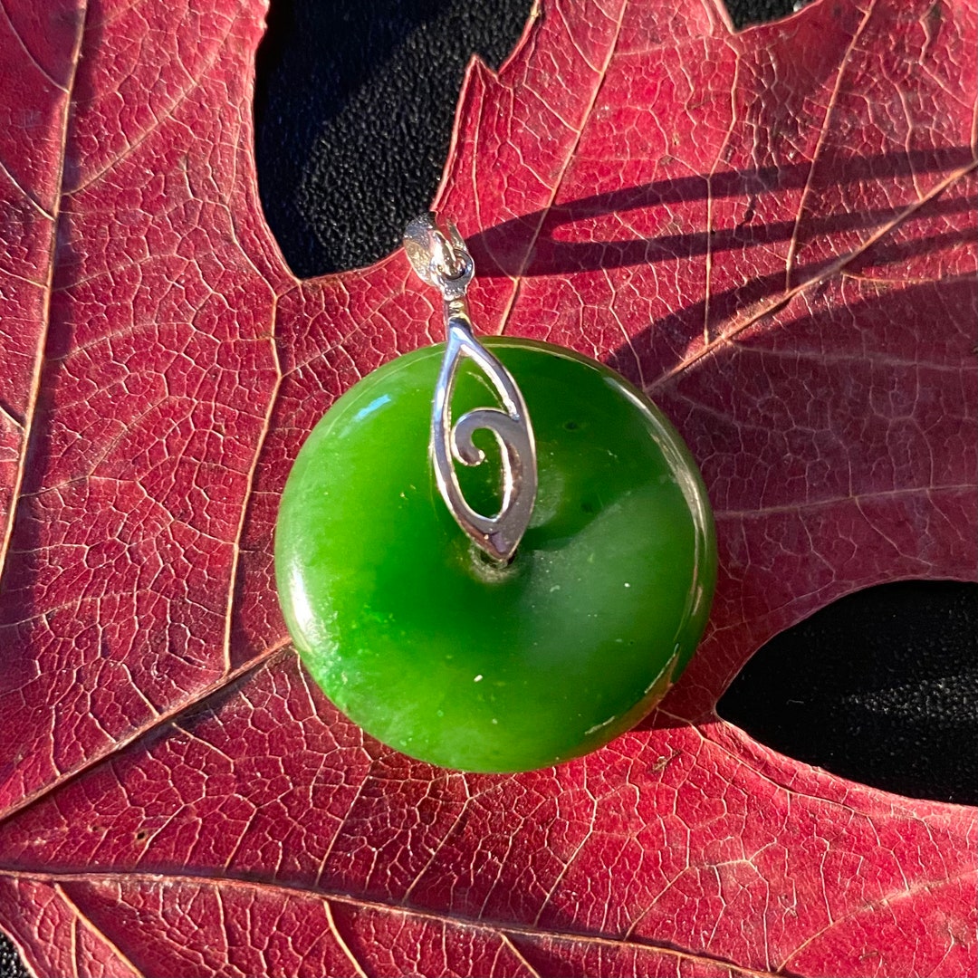 Jade Pendent Pi Donuts Natural Canadian Nephrite Green Jade Sterling ...