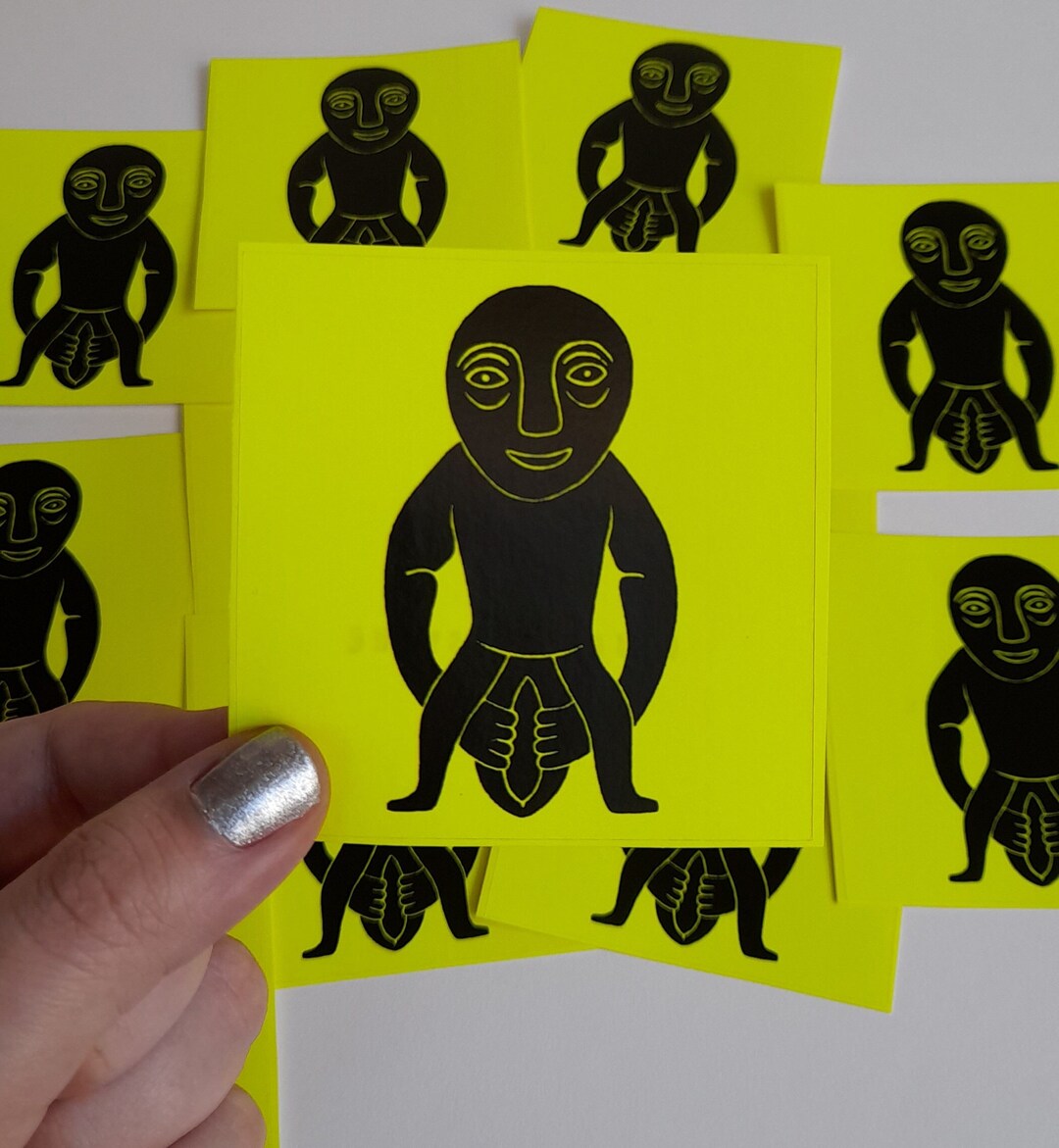 Sheela Na Gig Fluorescent Yellow Paper Sticker by - Etsy