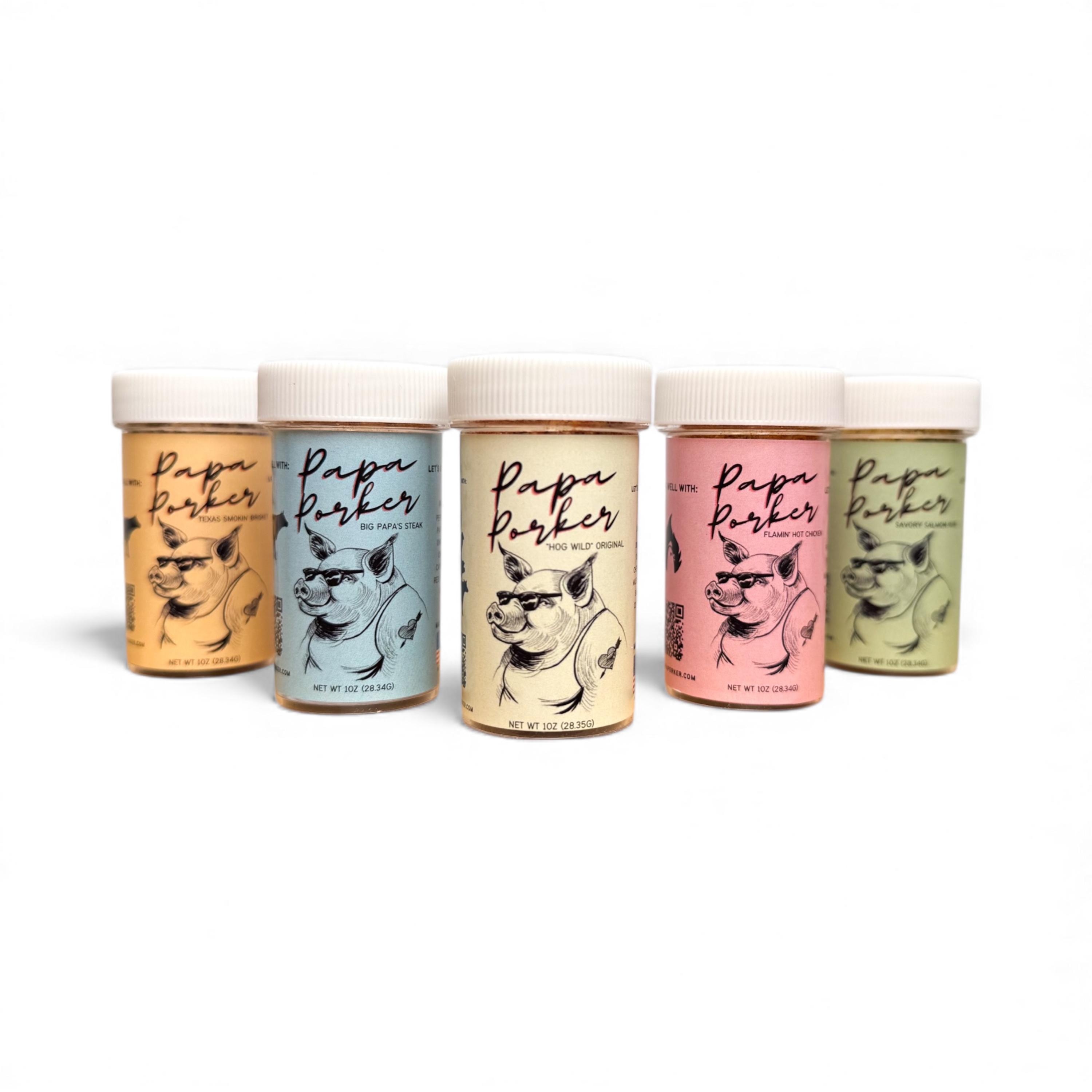 Papa Porker BBQ Spice Sampler Gift Set • 5 Seasoning Samples • Gourmet ...