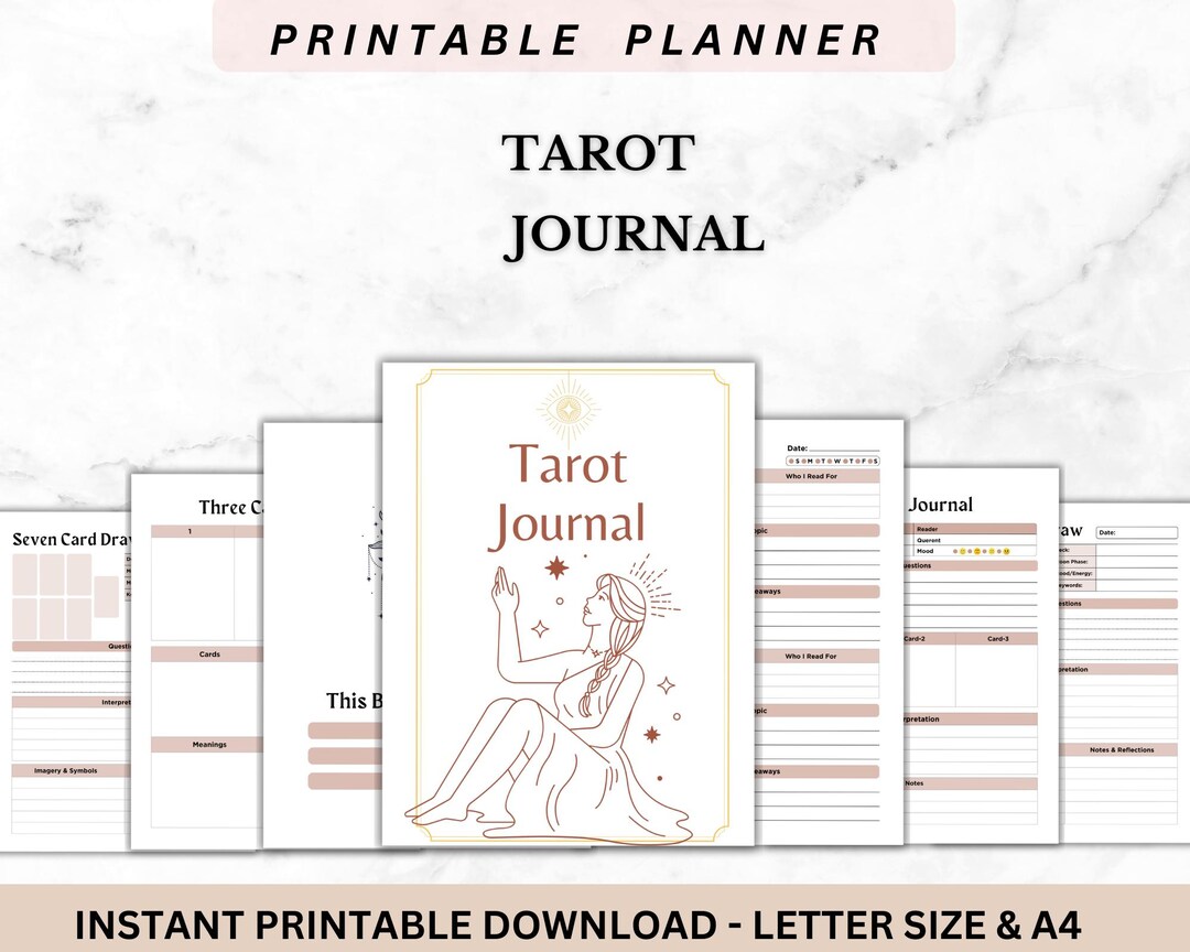 42-page Tarot Journal Printable: Daily Spreads & Card Meanings (digital ...