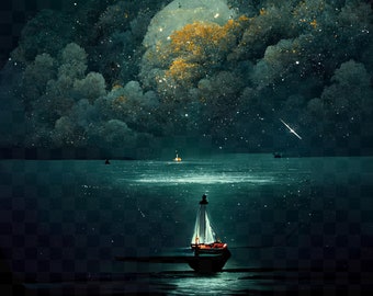 Nautical Night Art - Etsy