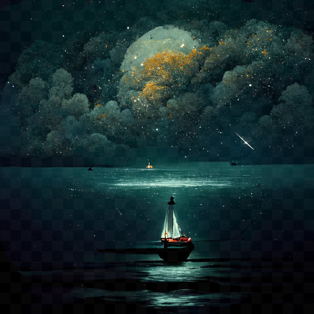 Sailboat Wall Art – Sailboat at Sea – Starry Night Nautical Print ...