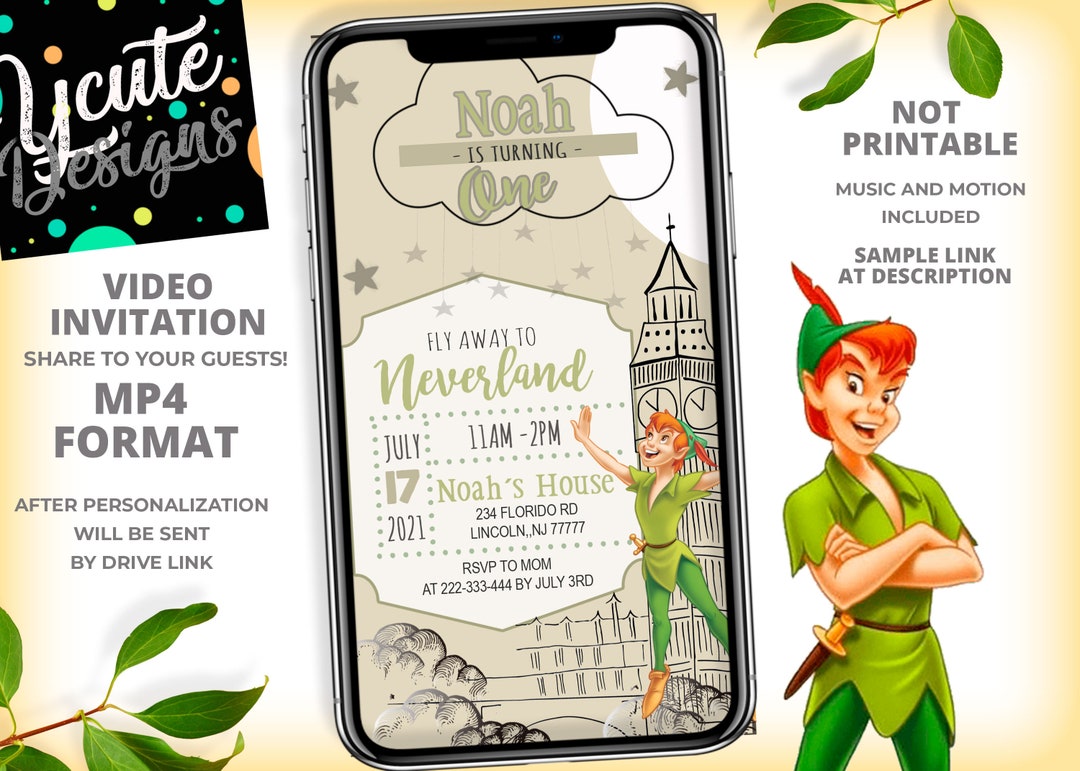 Peter Pan Birthday Invitation | Lost Boys | Neverland | Onederland ...