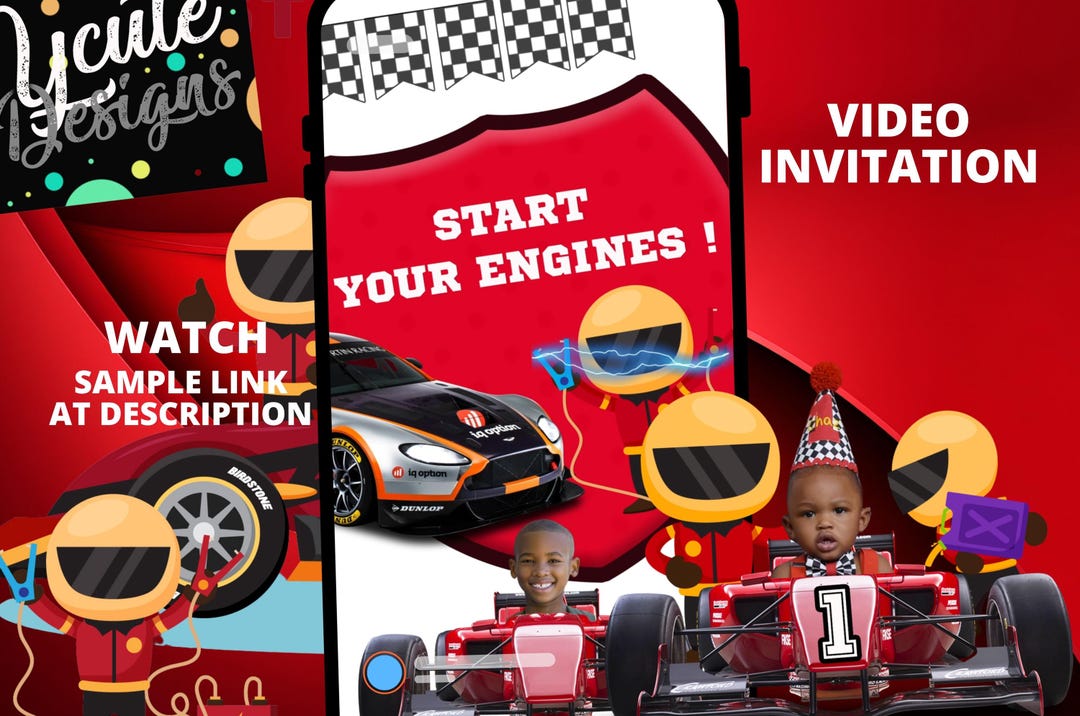 F1 Racing Birthday Party Animated Video Invitation | Grand Prix | Speed ...