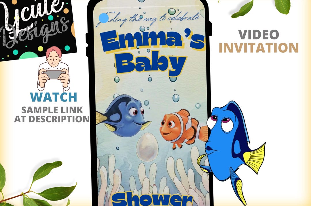 Finding Dory Baby Shower Party Video Invitation | Personalized Same Day ...