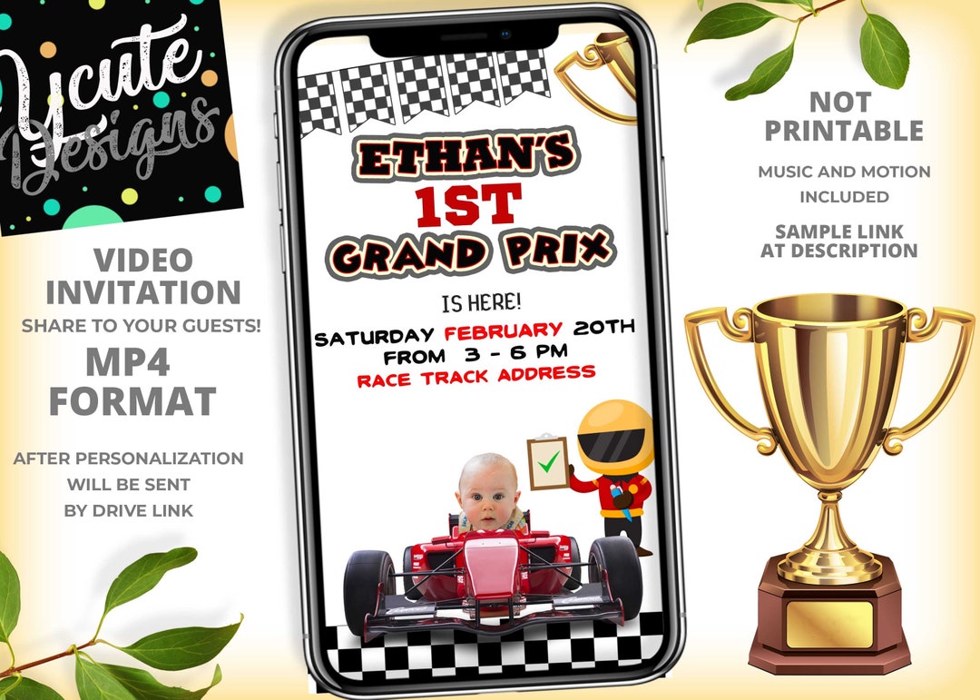 Racing Birthday Party Video Invitation, Racer Kids, Racer Birthday ...