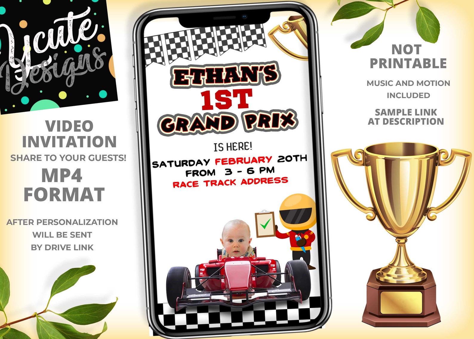 Racing Birthday Party Video Invitation, Racer Kids, Racer Birthday ...