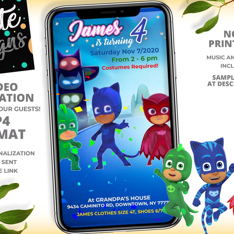 Pj Masks Invitation - Etsy