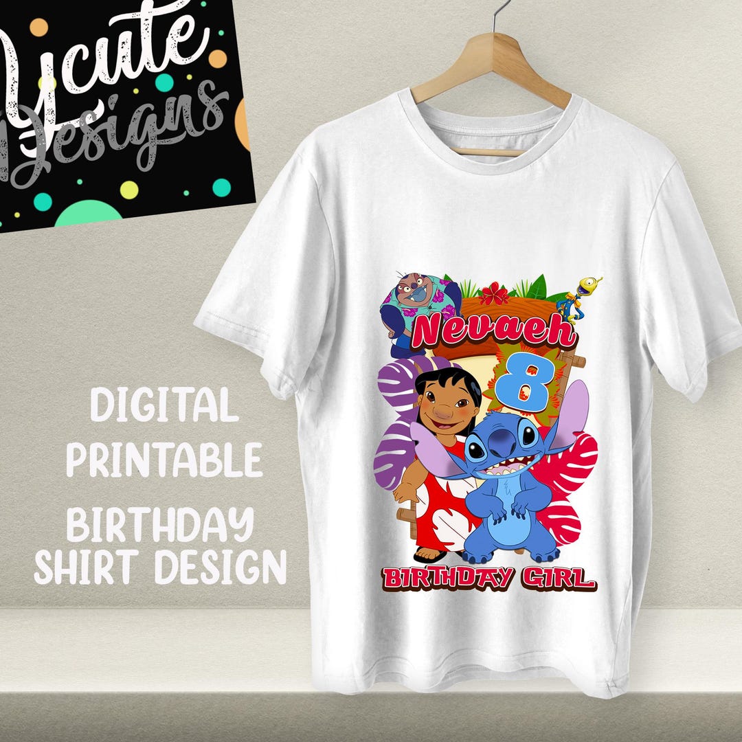 Digital Printable Lilo & Stitch Birthday Party Shirt Design, T-shirt ...
