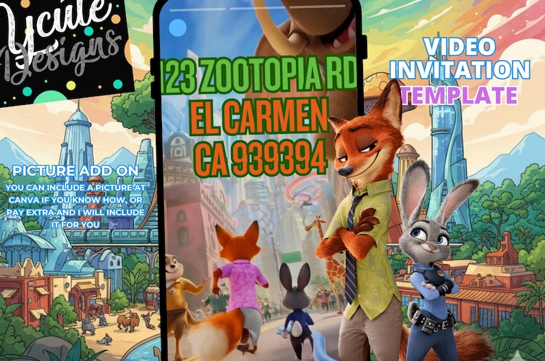 Zootopia 2 Birthday Party Video Invitation | DIY | Download Instant ...