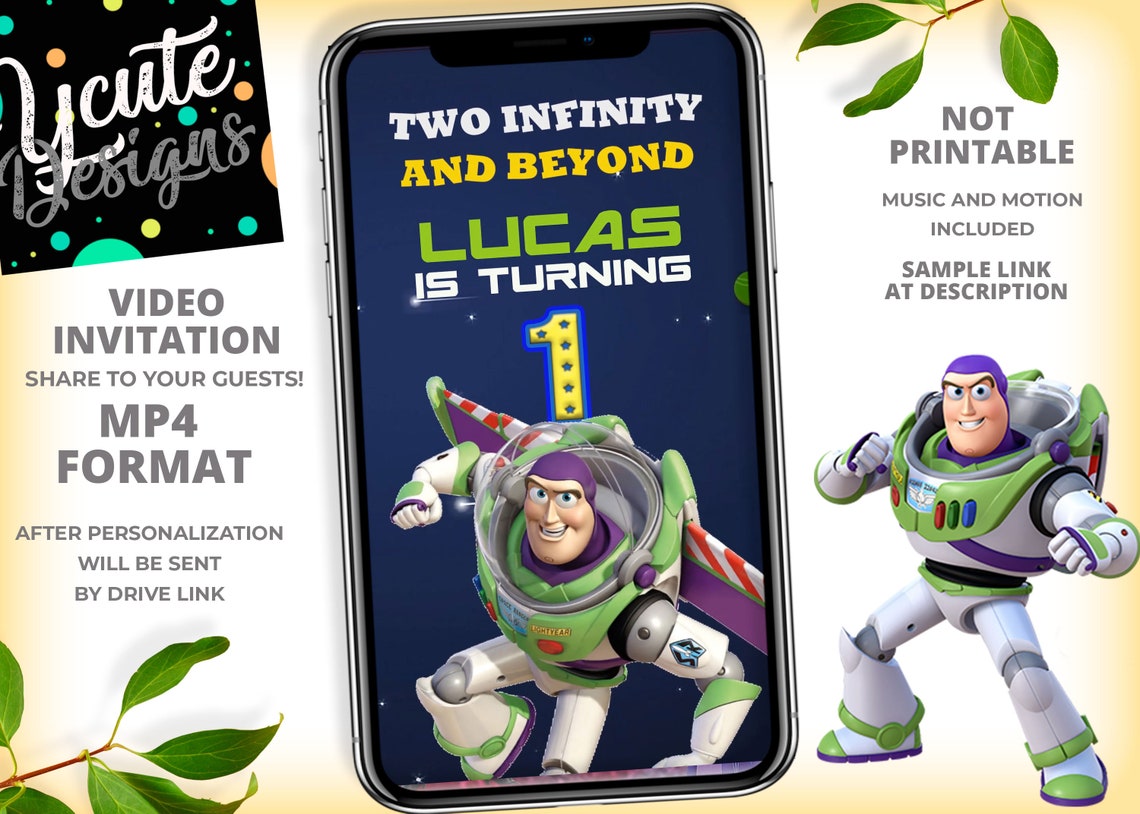 Buzz Lightyear Birthday Invitation Video Invitation Evite - Etsy