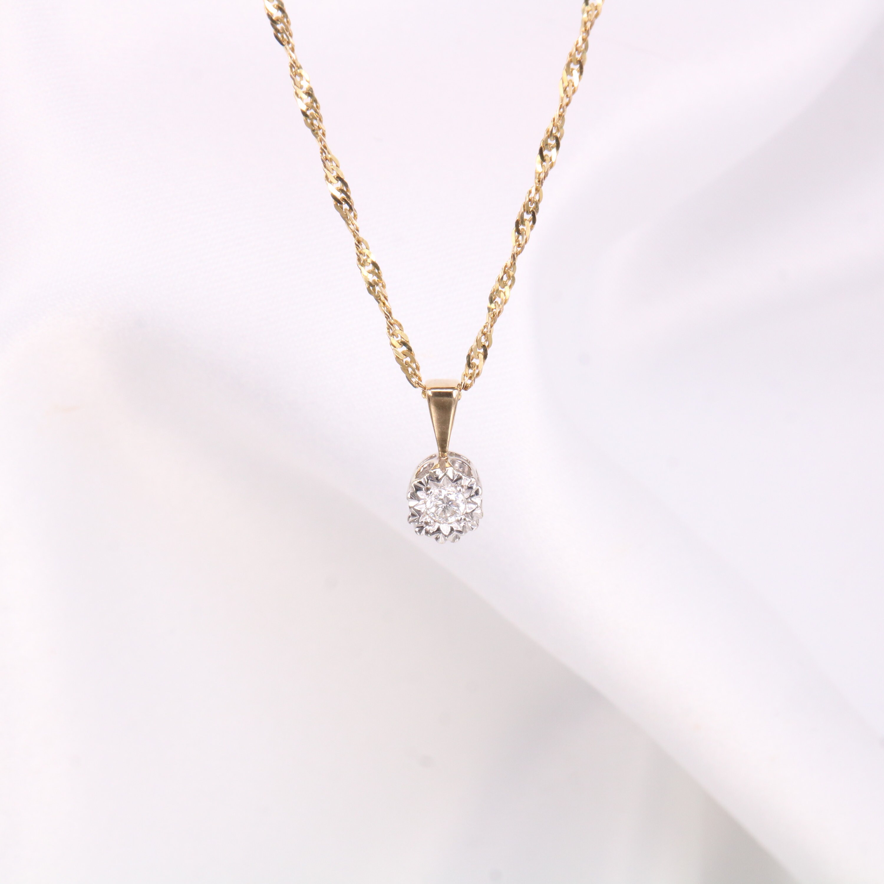 Pendentif diamant solitaire 9ct or pendentif diamant dor 9k | Etsy