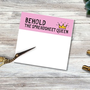 Behold the Spreadsheet Queen | Accountant Sticky Notes - Etsy