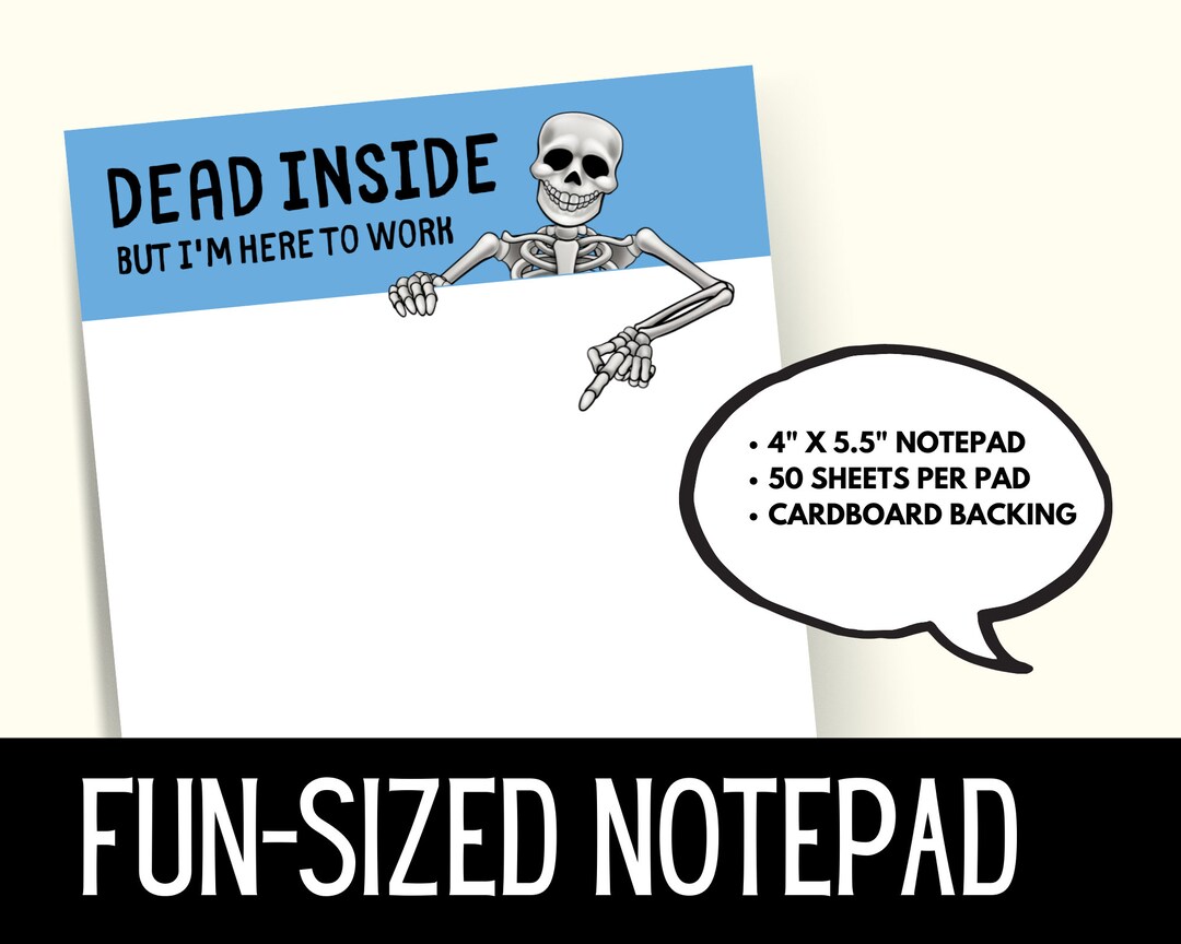 Funny Notepad, Dead Inside Notepad, Work From Home - Etsy