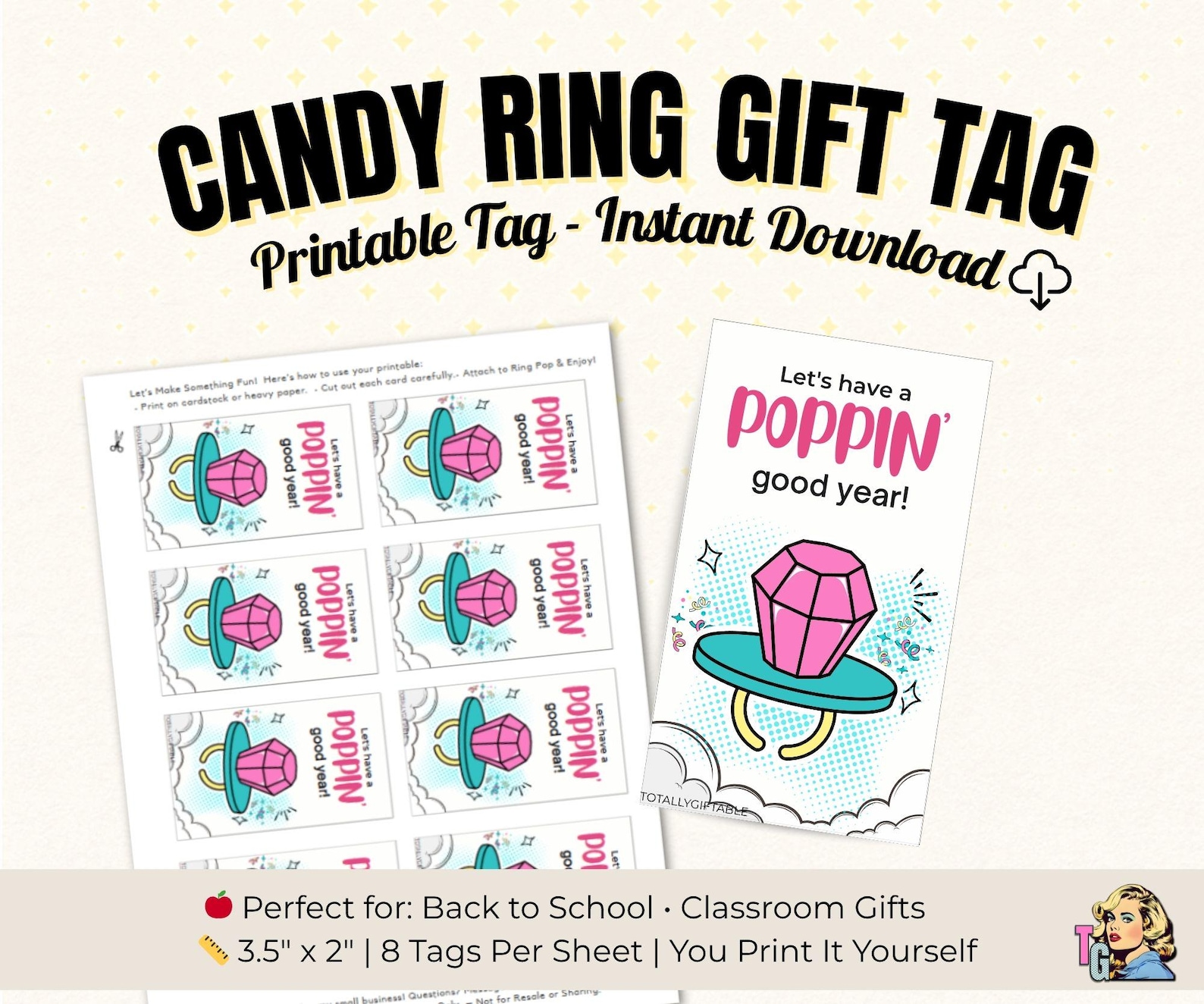 Printable Candy Ring Gift Tags: Back to School Student Treat (PDF ...
