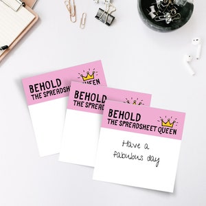 Behold the Spreadsheet Queen | Accountant Sticky Notes - Etsy