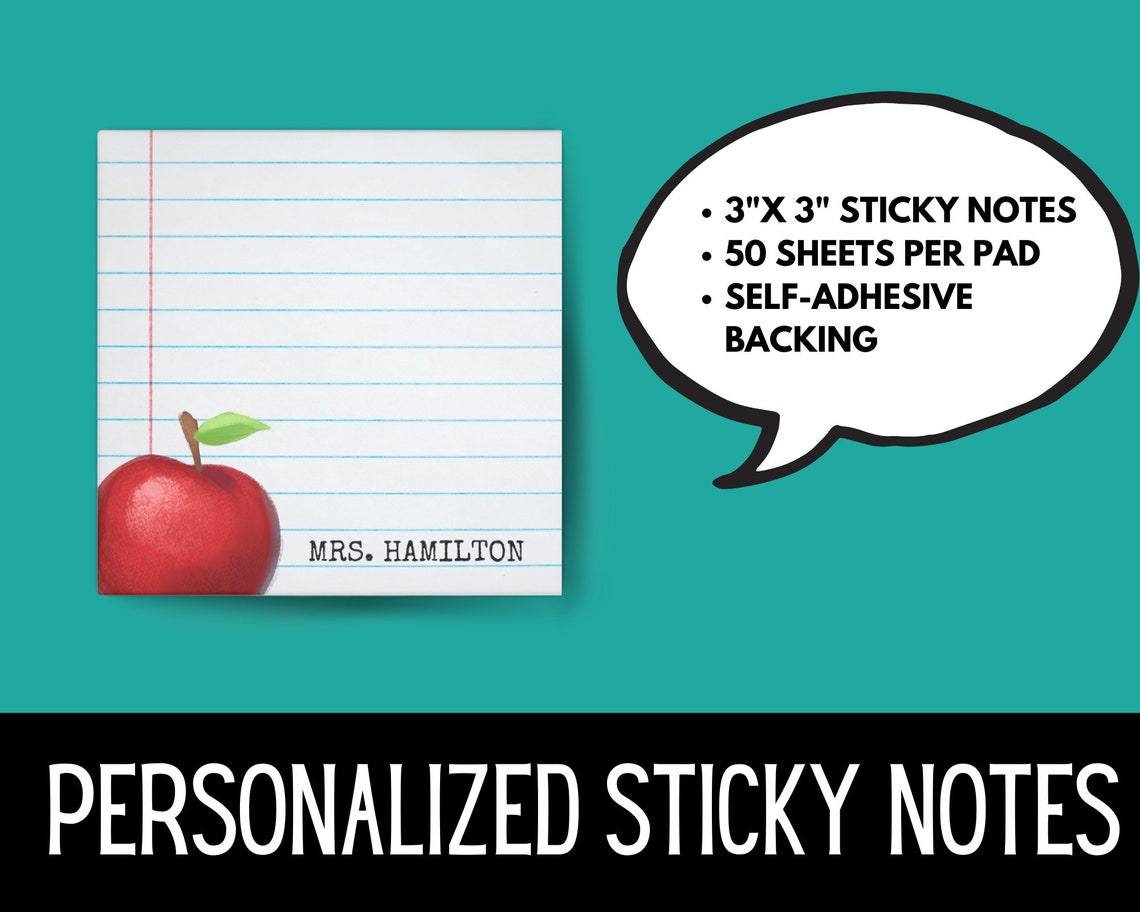 Sticky Notes Personalized Teacher Notepad Teacher Gifts - Etsy