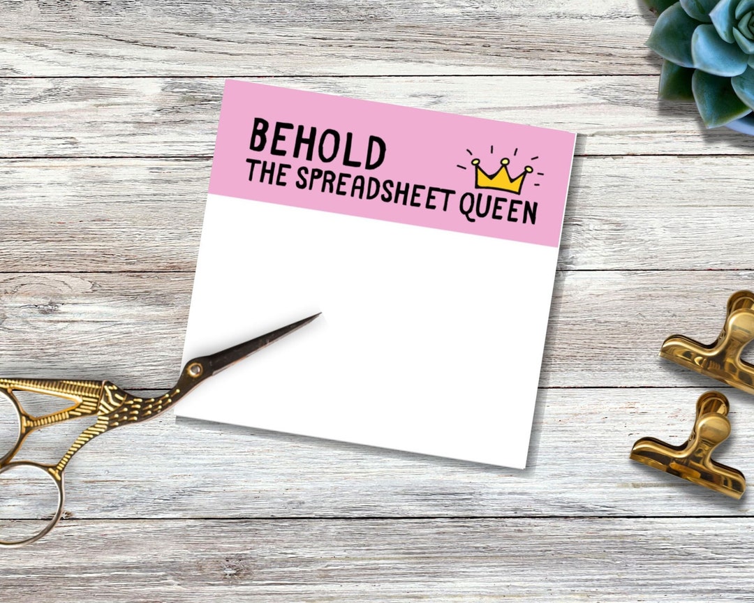 Behold the Spreadsheet Queen | Accountant Sticky Notes - Etsy