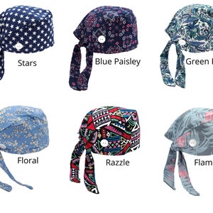 Scrub Caps W/ Buttons | Surgical Cap Medical Doctor Nurse Hat | Made in ...