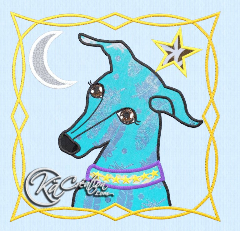 Set 4: 195x195 Mm Applique Embroidery Design Greyhound Whippet - Etsy ...