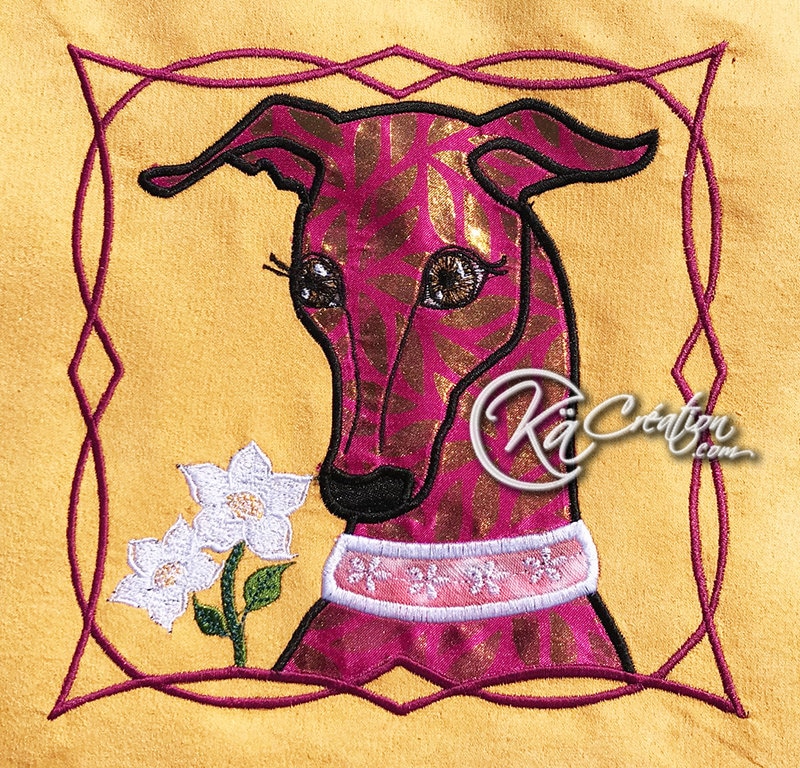 Set 4: 195x195 Mm Applique Embroidery Design Greyhound Whippet - Etsy ...
