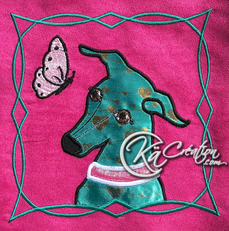 Set 4: 195x195 Mm Applique Embroidery Design Greyhound Whippet - Etsy ...