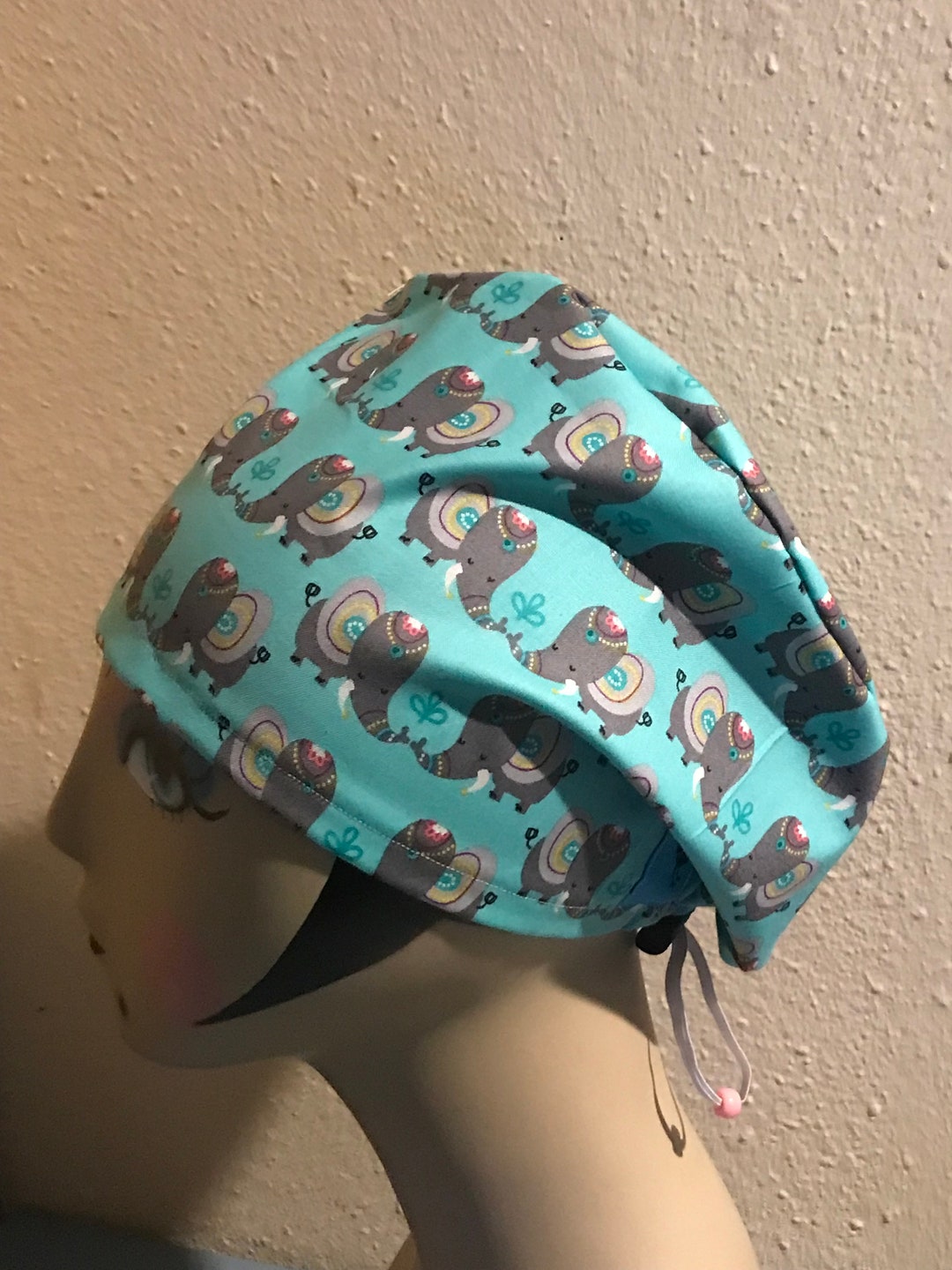 Women's Scrub Hat, Head Covering, Chemo Cap~ Elephant Trunk Kisses! - Etsy