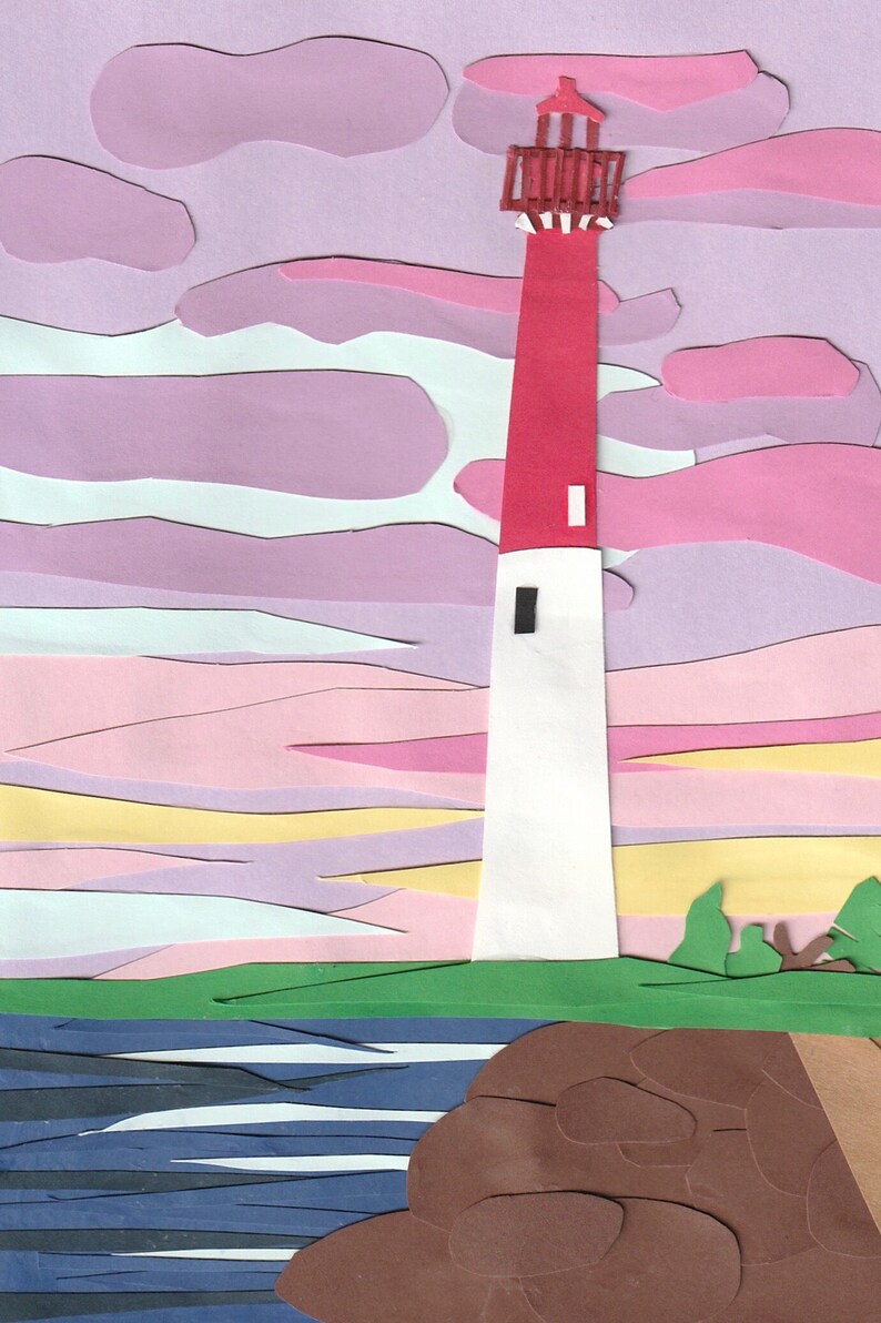 Lighthouse Old Barney Long Beach Island Sunset Greeting Card - Etsy