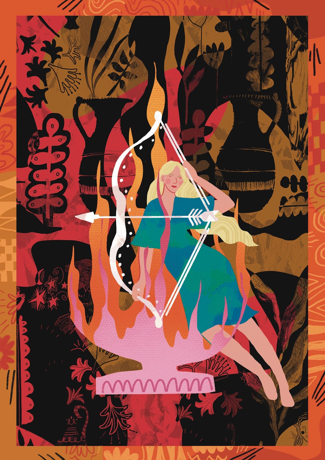 Sagittarius Zodiac Print / Zodiac Sign Art / Zodiac Illustration ...