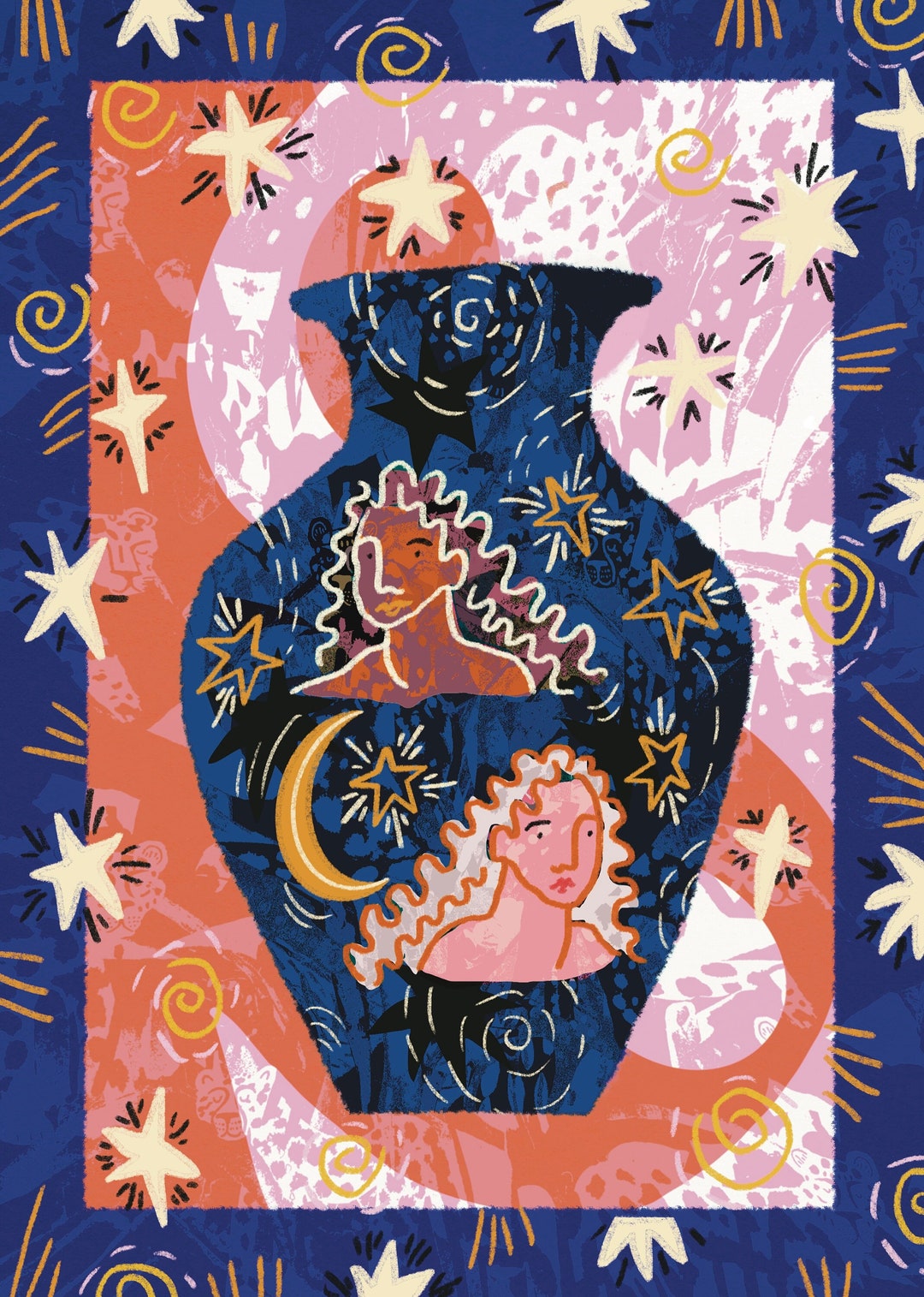 Gemini Zodiac Print / Zodiac Sign Art / Zodiac Illustration / Gemini ...