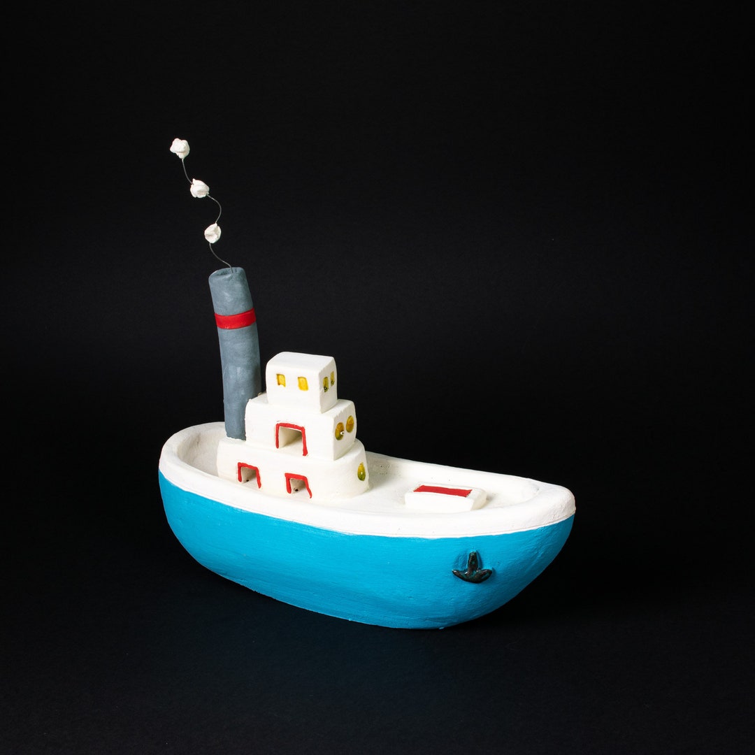 Aias Handmade Ceramic Boat Sculpture, Greek Artwork, Clay Sculpture ...