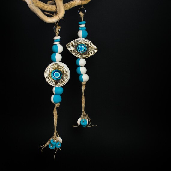 Evil Eye Ceramic Hanging Art Handmade Home Decor Greek | Etsy