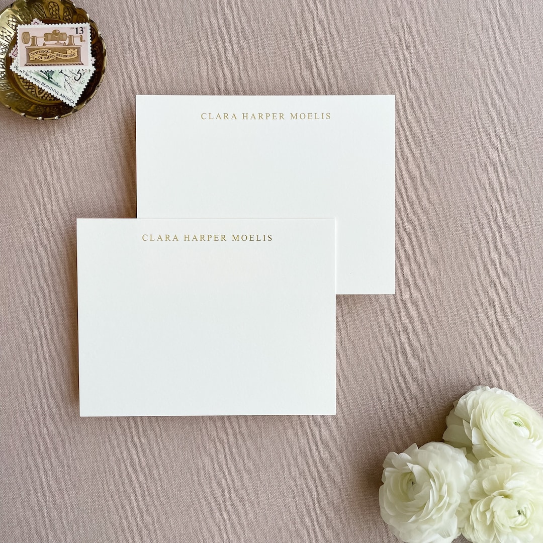 Personalized Stationery Set, Gold Foil Pressed Serif Name, Custom Note ...