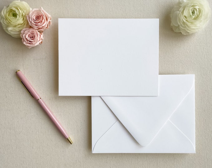White Blank Note Cards & Envelopes, Luxury Stationery Set of Blank A2 ...