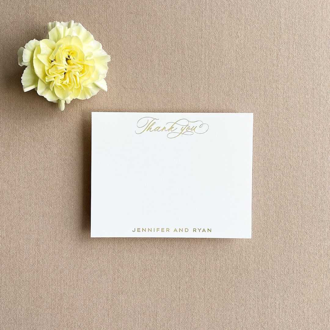Custom Wedding Thank You Cards, Gold Foil Thank You Card, Personalized ...