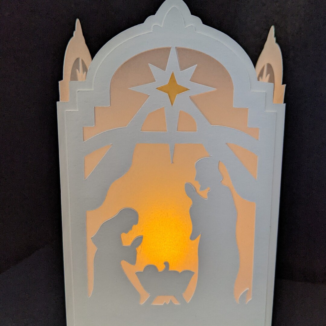 Nativity Lantern Card, Tea Light, 3D Card, Christmas Card, Handmade ...